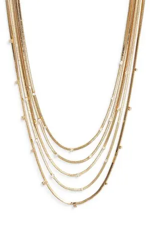 Nordstrom Cubic Zirconia Station Layered Necklace - Clear- Gold