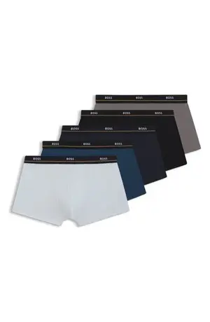 BOSS Assorted 5-pack Essential Stretch Cotton Trunks - Black/blue/grey/white