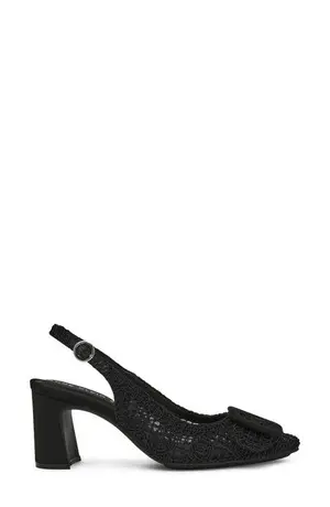 Anne Klein Lace Embroidered Slingback Pumps - Black