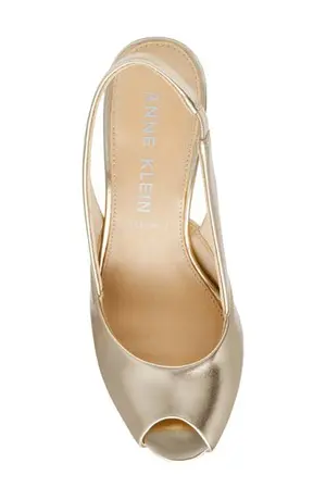 Anne Klein Jovi Slingback Peep Toe Pumps - Gold