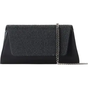 Akris Anouk Crystal Embellished Silk & Leather Clutch - Black