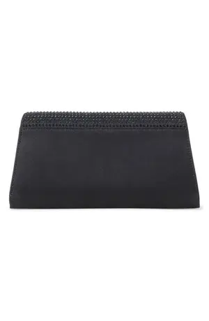 Akris Anouk Crystal Embellished Silk & Leather Clutch - Black