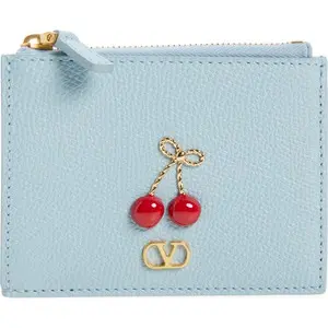 Valentino Garavani Cherryfic Leather Card Case Blue