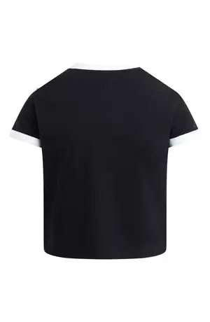 FAVORITE DAUGHTER Logo Crop Ringer T-shirt - Black/off White