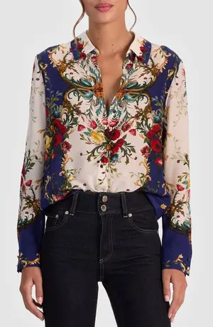 Alice + Olivia Willa Floral Silk Top