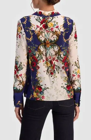 Alice + Olivia Willa Floral Silk Top