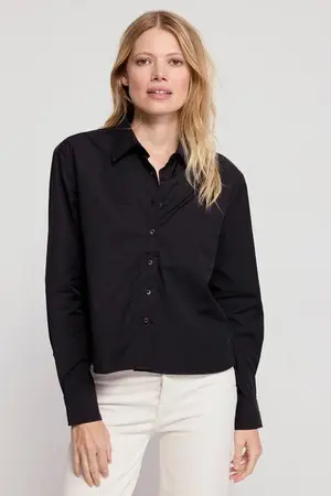 THE SHIRT BY ROCHELLE BEHRENS Long Sleeve Boxy Crop Shirt