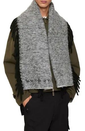 Burberry Happy Alpaca Blend Fringe Scarf - Black/calico