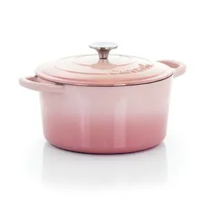 CROCK-POT 2 Piece 5 Quarts Enamled Cast Iron Dutch Oven - Pink
