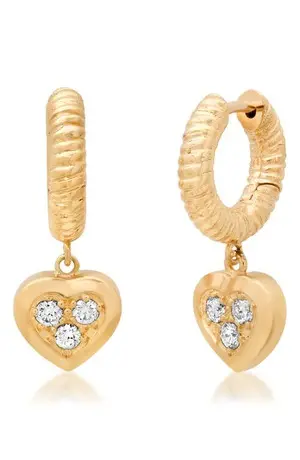 ESTABLISHED Pavé Diamond Heart Huggie Earrings