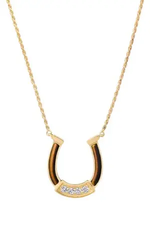 Established Horseshoe Diamond Pendant Necklace - Tiger Eye
