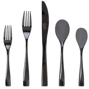 GIBSON ELITE Holland Road 20 Piece Stainless Steel Flatware Set - Black