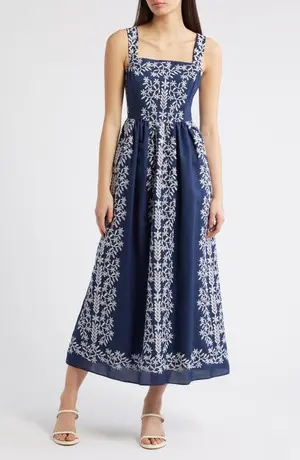 Julia Jordan Embroidered Square Neck Dress