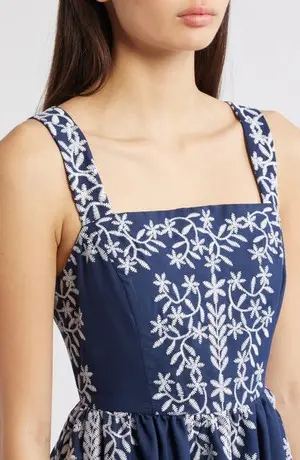 Julia Jordan Embroidered Square Neck Dress