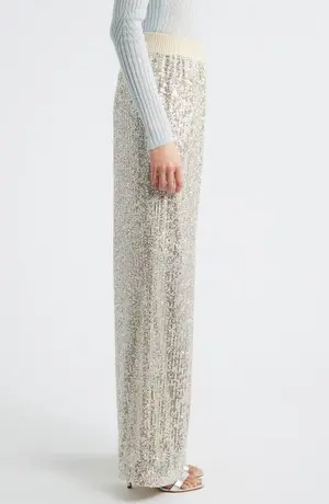 Hugo Boss Tilloi Sequin Wide Leg Pants - Open Beige