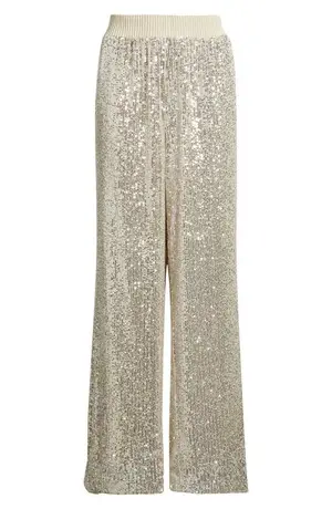Hugo Boss Tilloi Sequin Wide Leg Pants - Open Beige