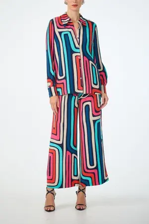 Trina Turk Printed Cropped Wide Leg Pant