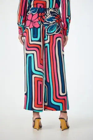 Trina Turk Printed Cropped Wide Leg Pant