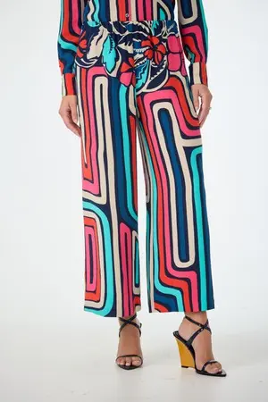 Trina Turk Printed Cropped Wide Leg Pant - Multi