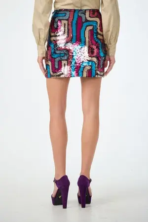 Trina Turk Geometric Sequin Mini Skirt