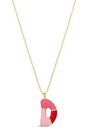 SHYMI Enamel Initial Retro Necklace - Pink