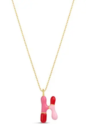 SHYMI Enamel Initial Retro Necklace - Pink