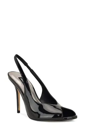Nine West Pretta Slingback Peep Toe Pumps - Black