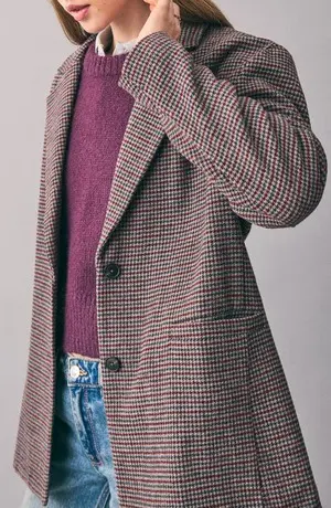 Mango Houndstooth Check Blazer