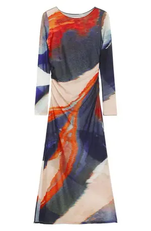 Desigual Long Sleeve Abstract Print Dress