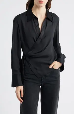 Mango Rider Wrap Satin Shirt
