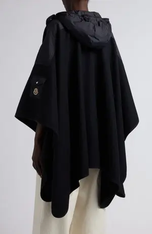 Moncler Hooded Wool Blend Cape