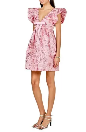 Endless Rose Jacquard A-line Mini Dress With Bow