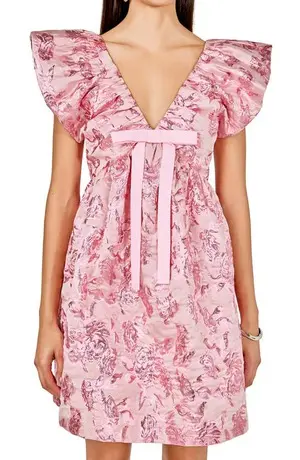 Endless Rose Jacquard A-line Mini Dress With Bow