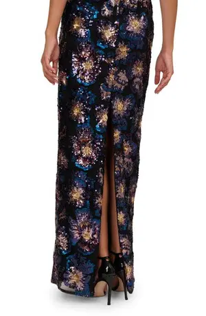 Adrianna Papell Sequin Floral Column Gown