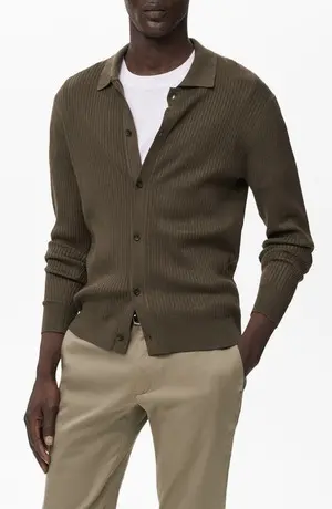 Mango Ribbed Cardigans For Men