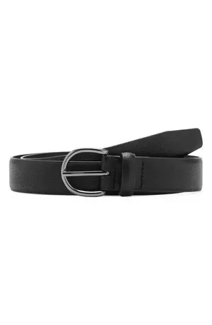 Mango Pebble Leather Belt - Black