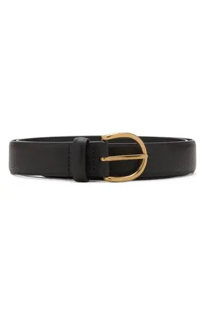 Mango Pebble Leather Belt - Dark Brown