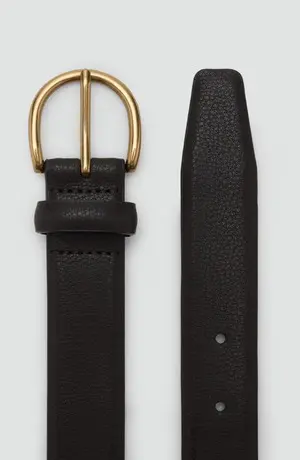 Mango Pebble Leather Belt - Dark Brown