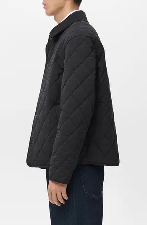 Mango Water Repellent Quilted Jacket - Black