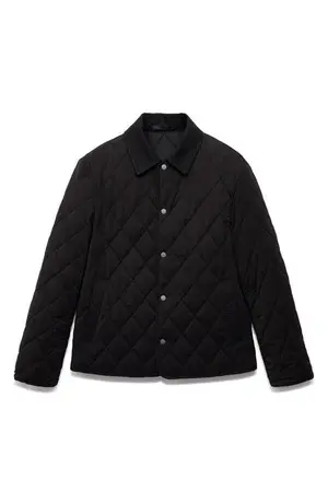 Mango Water Repellent Quilted Jacket - Black
