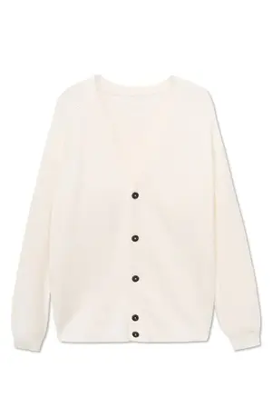 Mango Ribbed Cotton Blend Cardigan - Off White