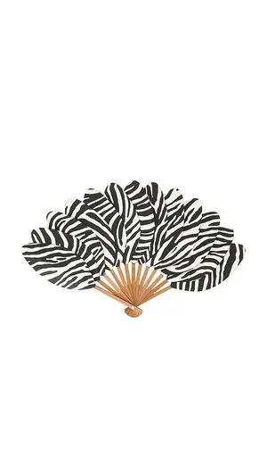 EVA VENTAI Large Palmette Leather Fan - Zebra