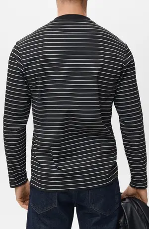 Mango Stripe Long Sleeve T-shirt - Black