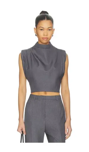 AEXAE Twill Clouched Crop Top