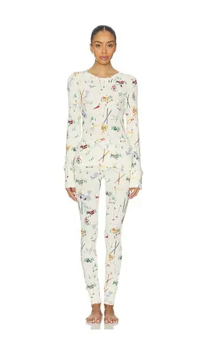 Polo Ralph Lauren Henley Pajama Set In Cream - Ski Print