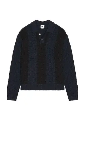 Obey Textured Rugby Polo In Navy - Dark Navy Multi