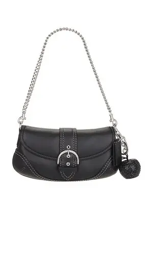 COACH Small Crystal Apple Bag Charm - Black