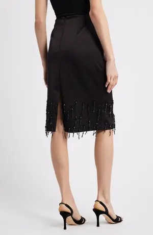 Mango Crystal Trim Midi Skirt