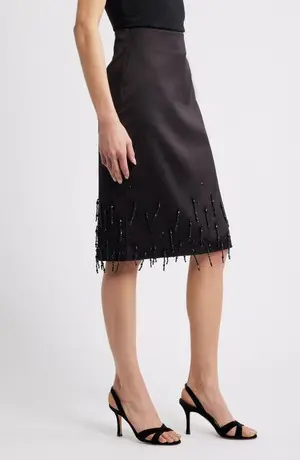 Mango Crystal Trim Midi Skirt