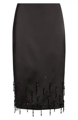 Mango Crystal Trim Midi Skirt
